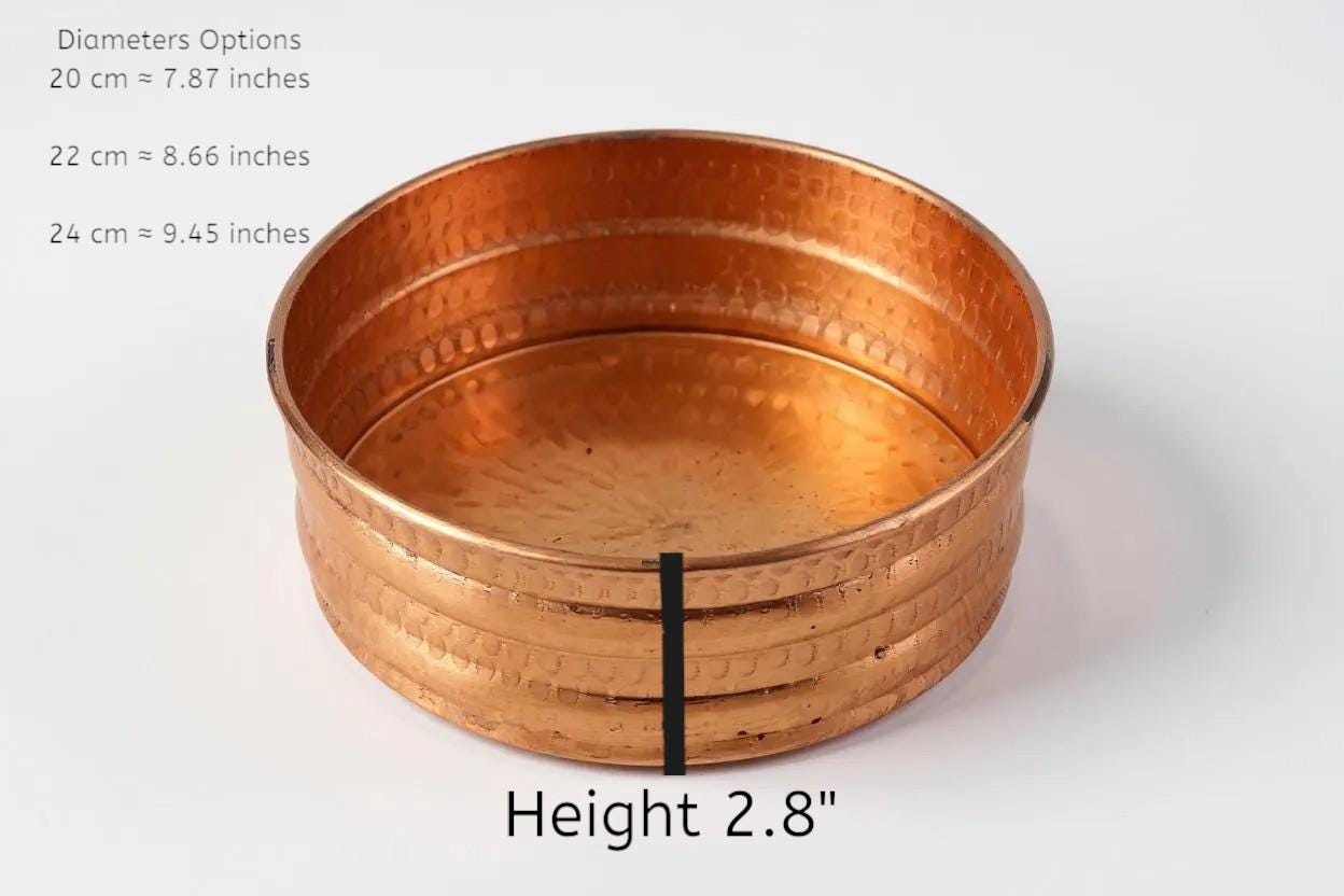 Hammered Copper Round Shallow Plant Pot: Rustic Herb Garden Pot Indoor ...