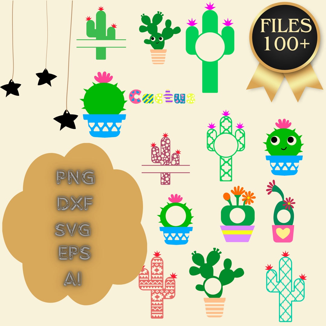 Cactus Svg Bundle, Cactus Monogram Svg, Cactus Svg, Cute Cactus Svg ...
