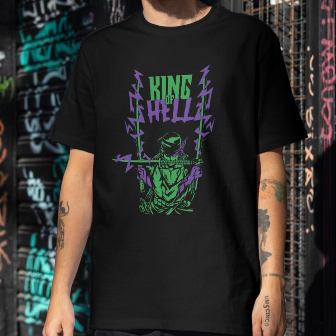 One Piece T-shirt, Zoro King of Hell Shirt, Anime Shirt, Three Swords ...