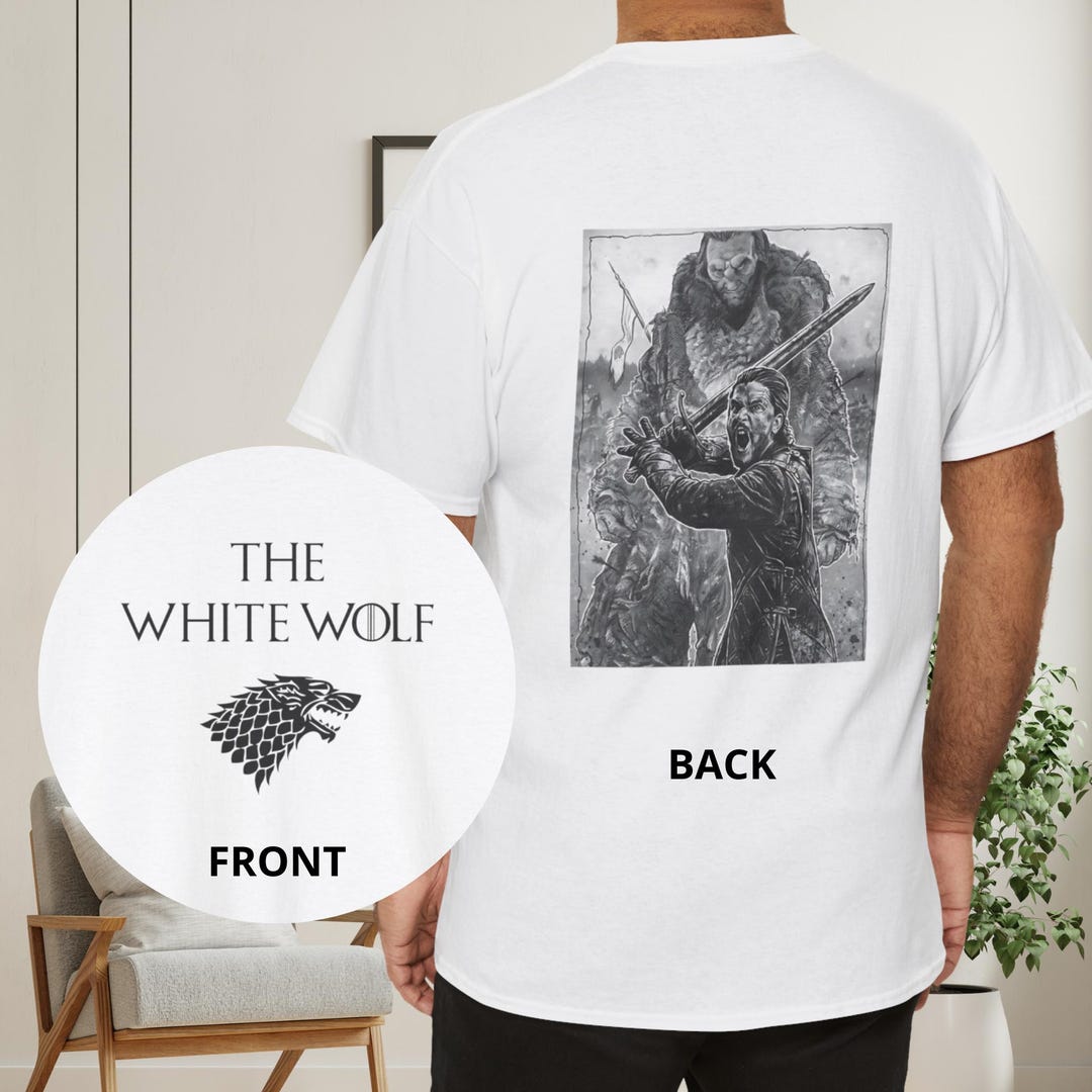 Game of Thrones T-shirt, the White Wolf Shirt, Jon Snow Tee, House ...