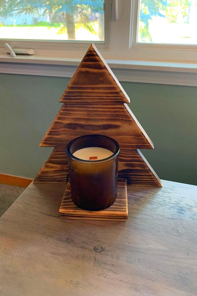 Wood Christmas Tree Candle Stand - Handmade Christmas Decoration ...