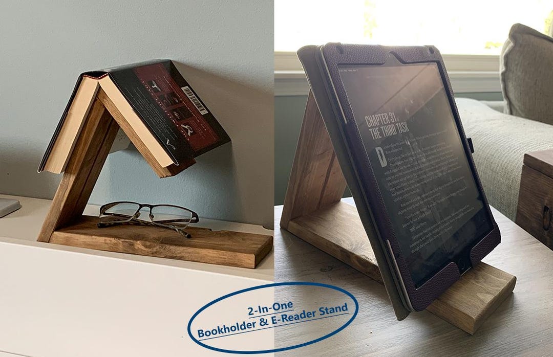 Handmade Wooden Book Holder: Rustic Tablet & E-reader Stand - Etsy
