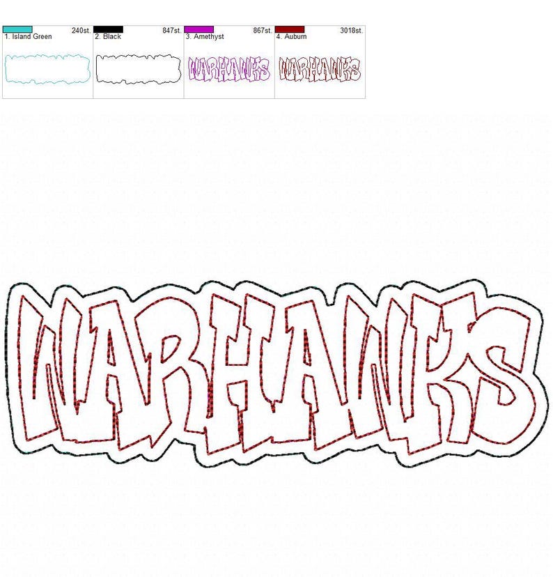 Warhawks Bean Stitch Double Layer Applique Machine Embroidery Design ...