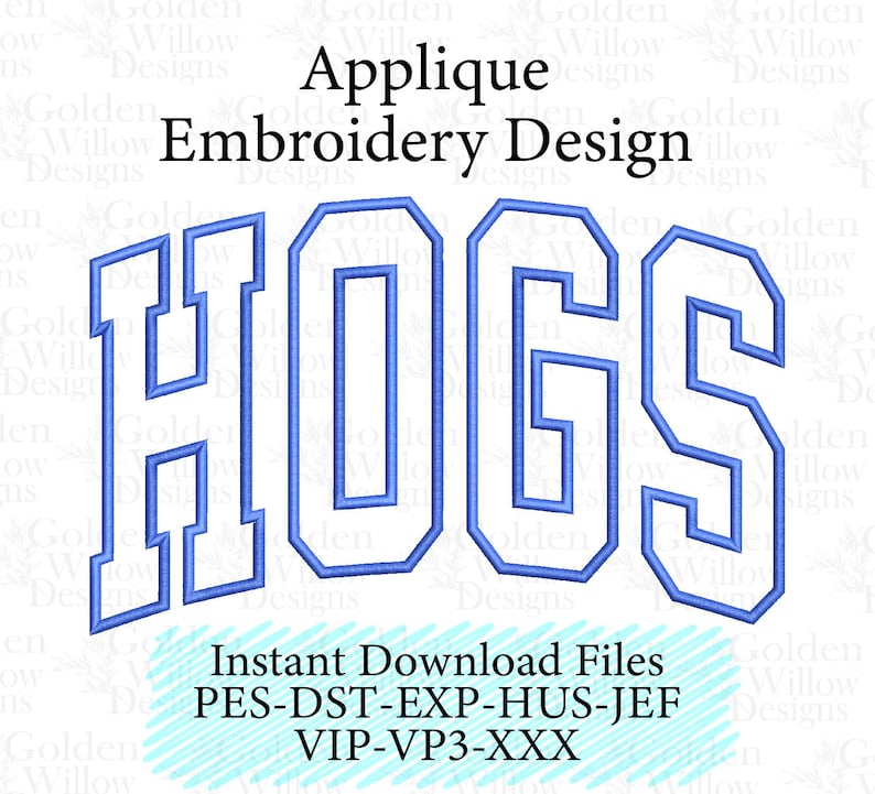 Arched Hogs Applique Machine Embroidery Design for Sweatshirts Tote ...