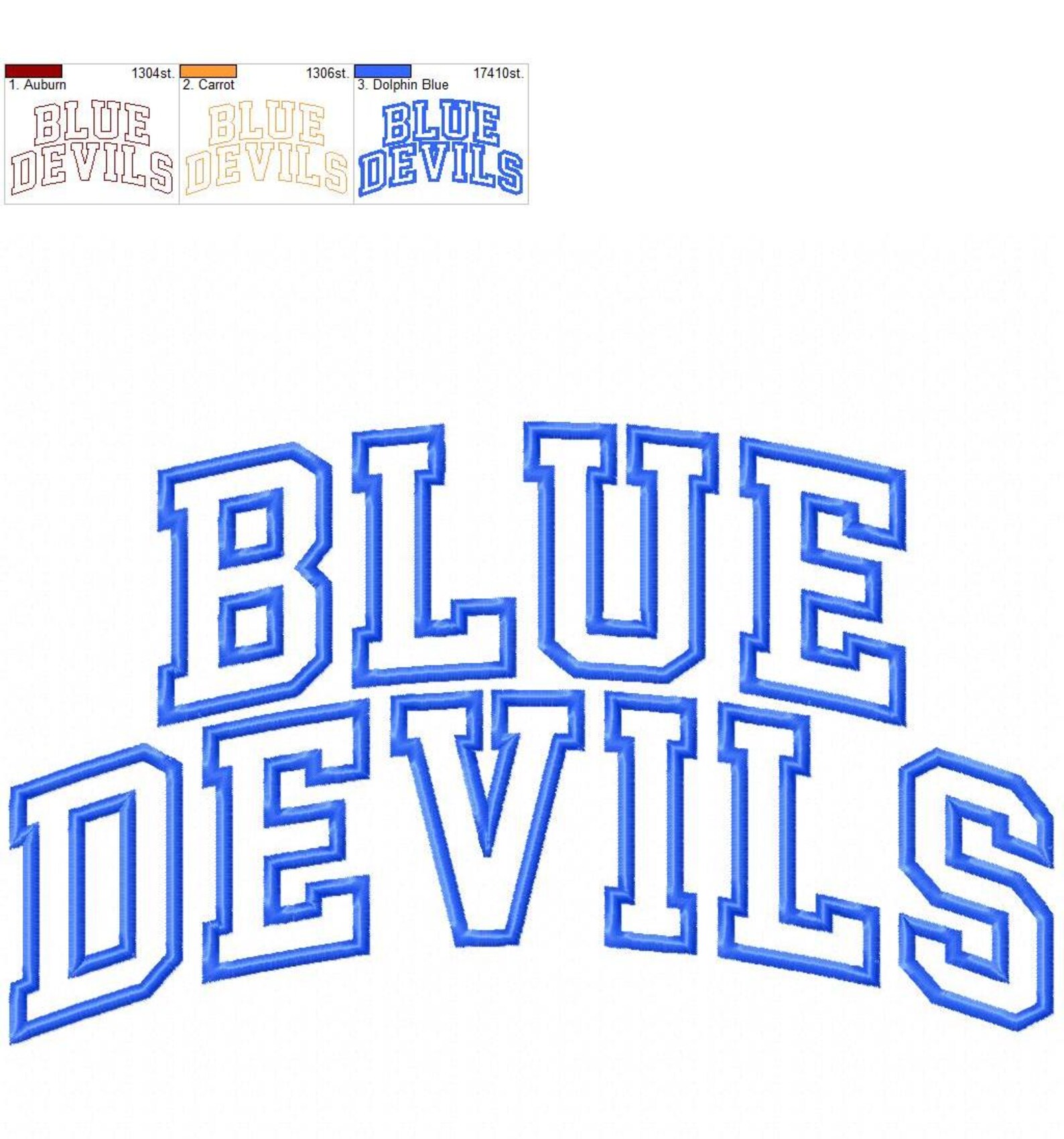 Arched Blue Devils Applique Machine Embroidery Design for Sweatshirts ...