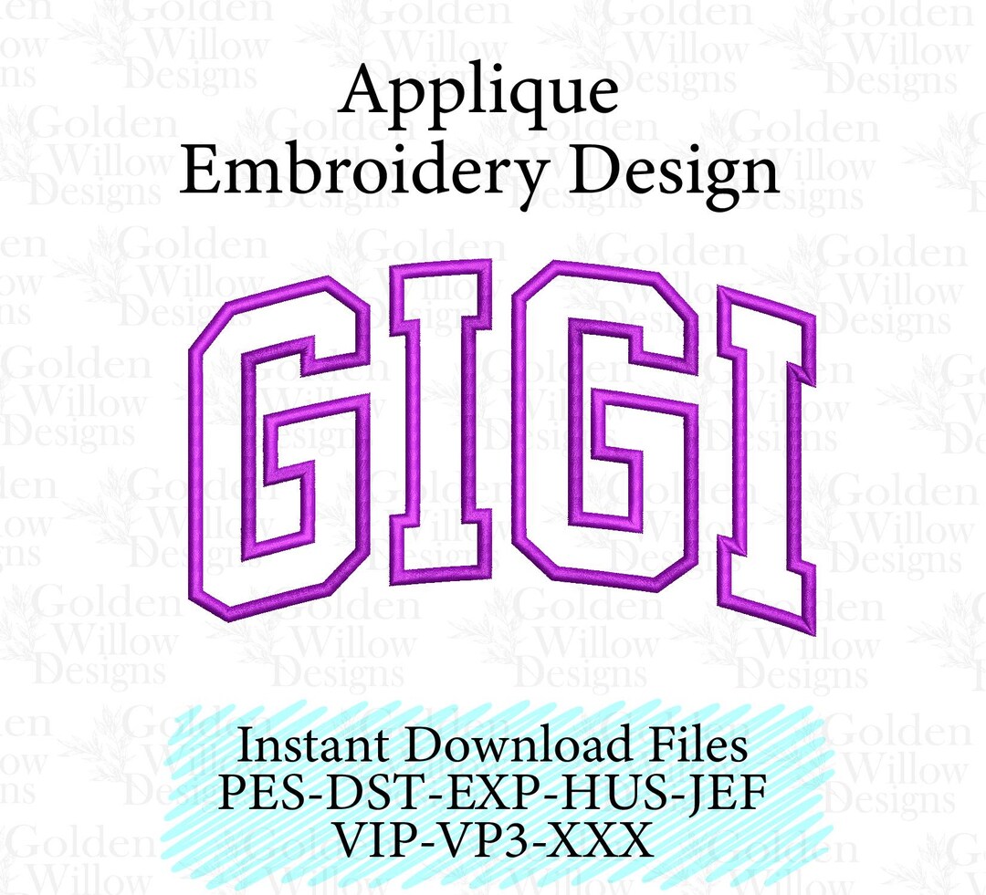Applique Gigi Arched Machine Embroidery Design for Sweatshirts Tote ...