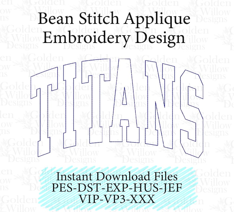 Arched Titans Bean Stitch Applique Machine Embroidery Design for ...