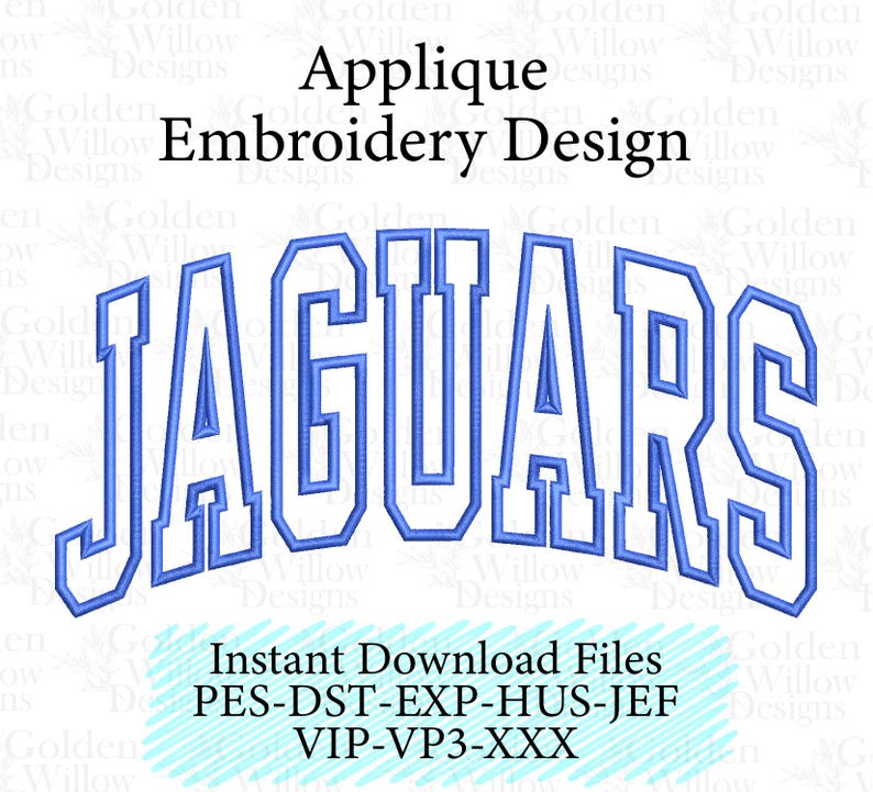 Arched Jaguars Applique Machine Embroidery Mascot Design for ...