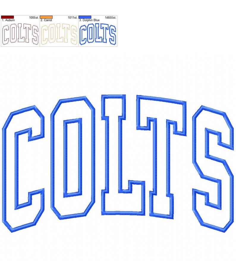 Arched Colts Applique Machine Embroidery Mascot Design for Sweatshirts ...