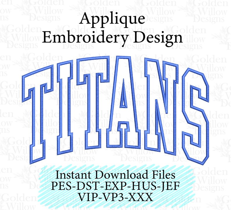 Arched Titans Applique Machine Embroidery Design for Sweatshirts Tote ...