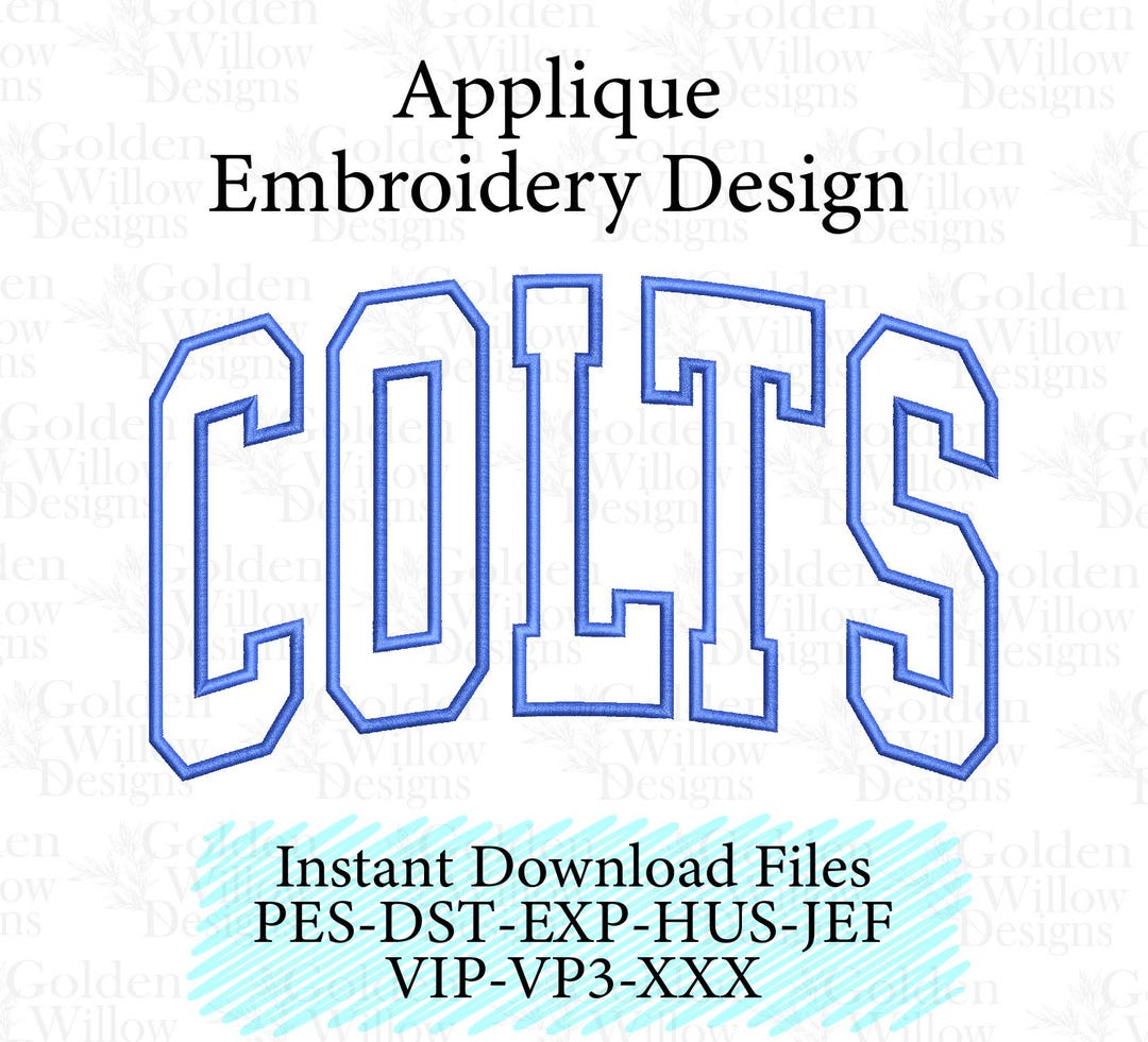 Arched Colts Applique Machine Embroidery Mascot Design for Sweatshirts ...