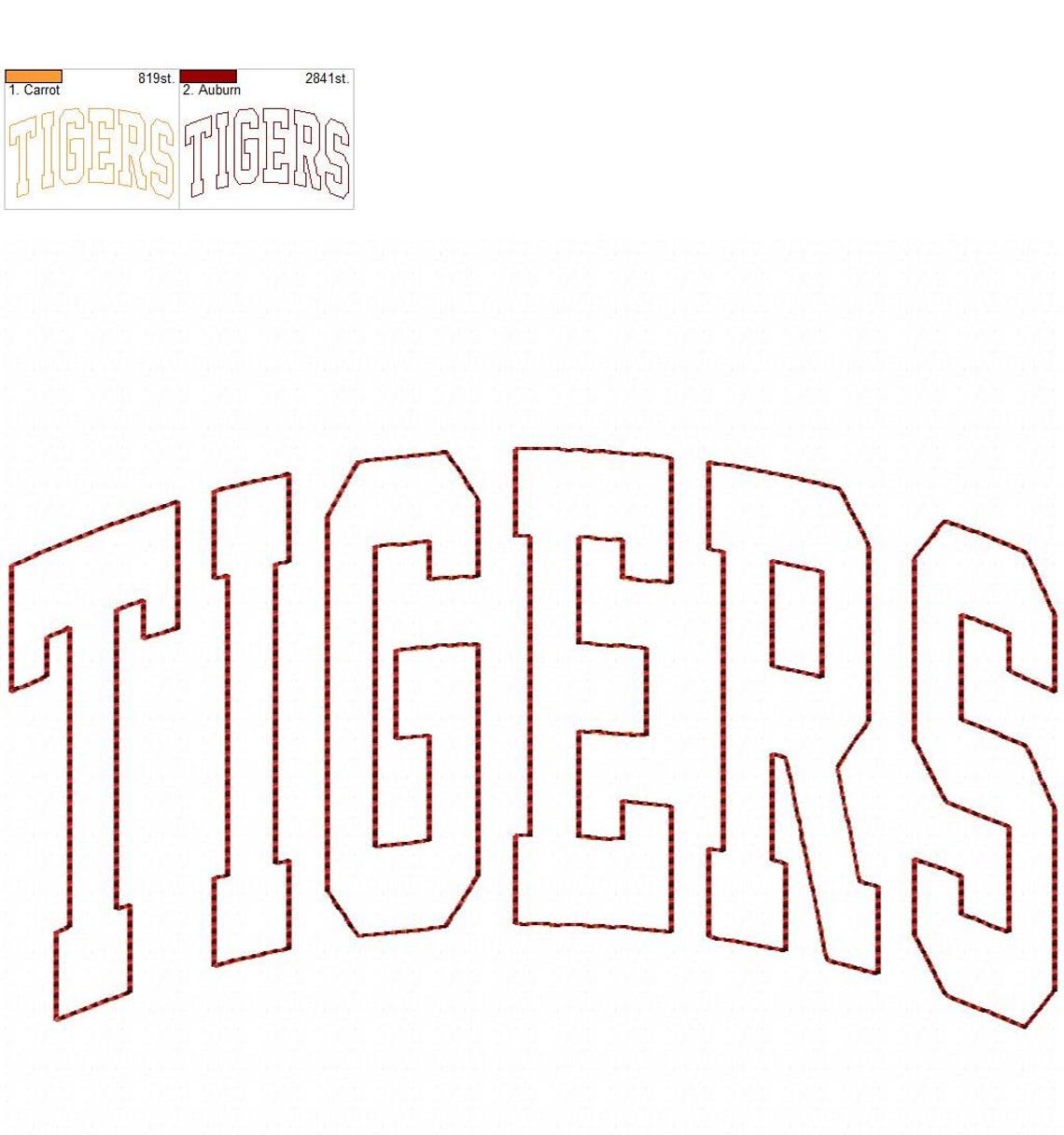 Arched Tigers Bean Stitch Applique Machine Embroidery Design for ...