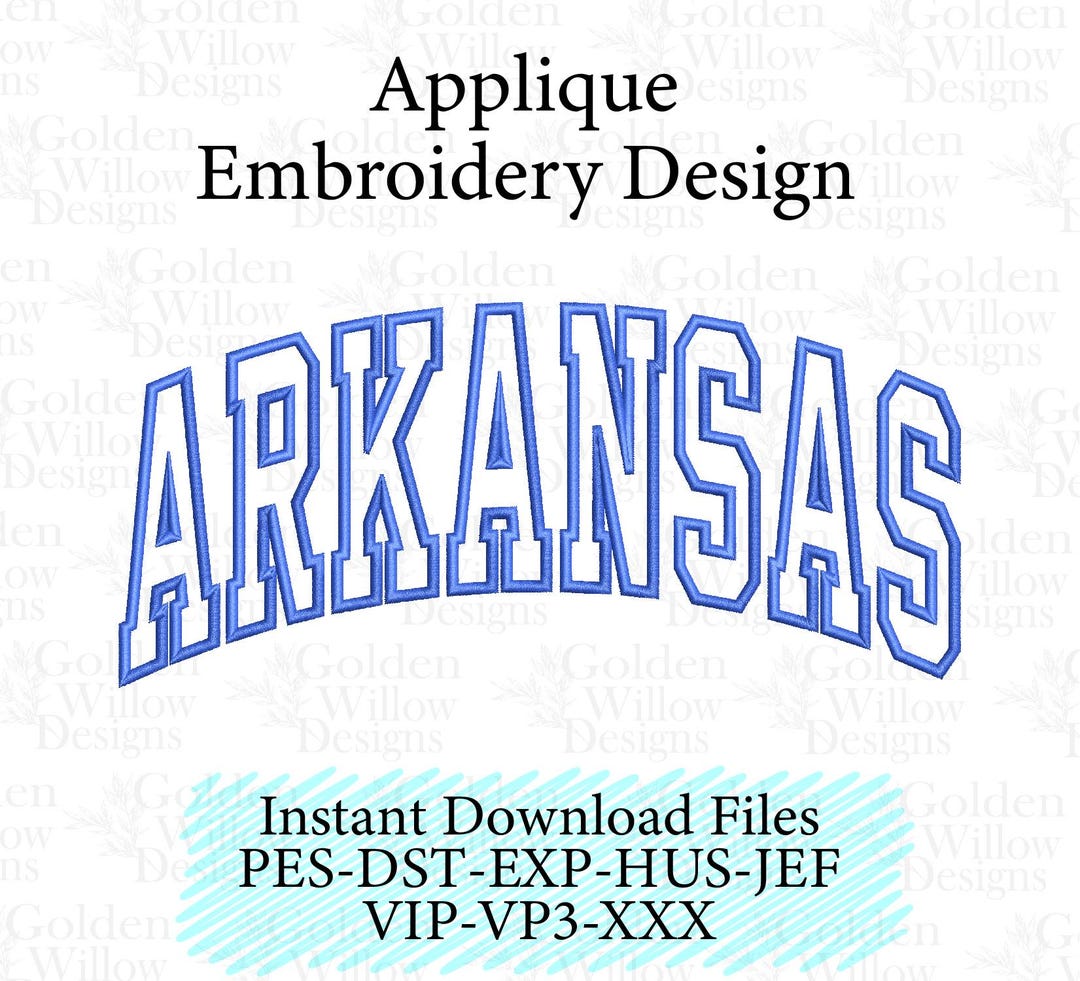 Arched Arkansas Applique Machine Embroidery Design for Sweatshirts Tote ...