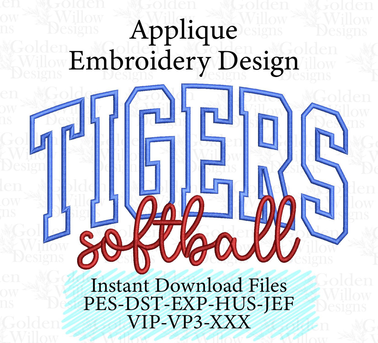 Arched Tigers Softball Applique Machine Embroidery Design for ...