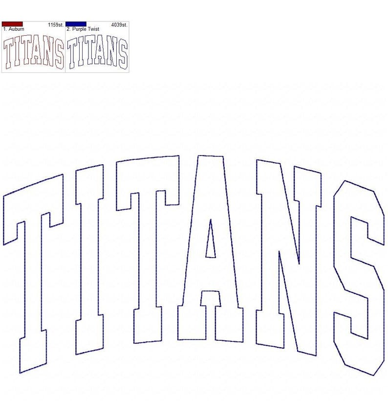 Arched Titans Bean Stitch Applique Machine Embroidery Design for ...