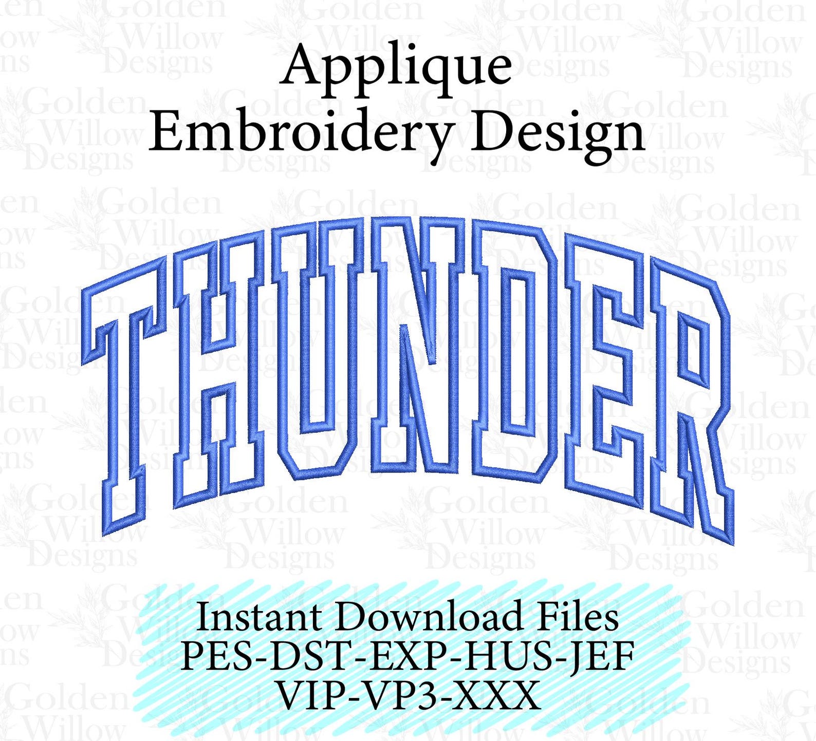 Arched Thunder Applique Machine Embroidery Mascot Design for ...