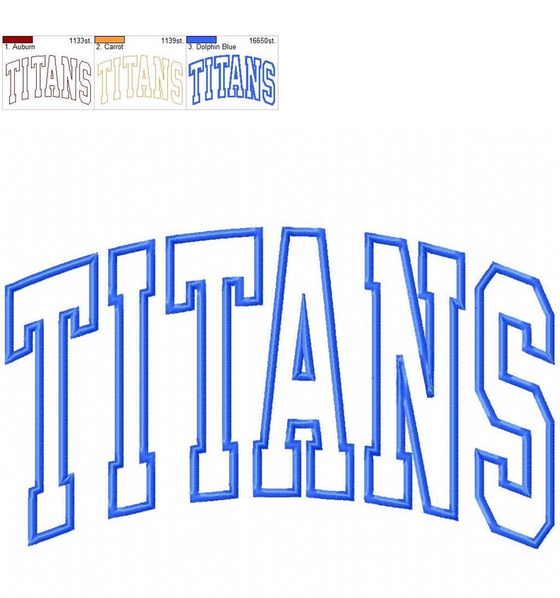 Arched Titans Applique Machine Embroidery Design for Sweatshirts Tote ...