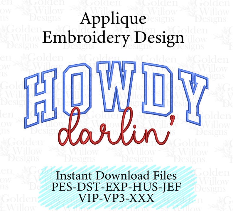 Howdy Darlin Applique Machine Embroidery Mascot Design for Sweatshirts ...