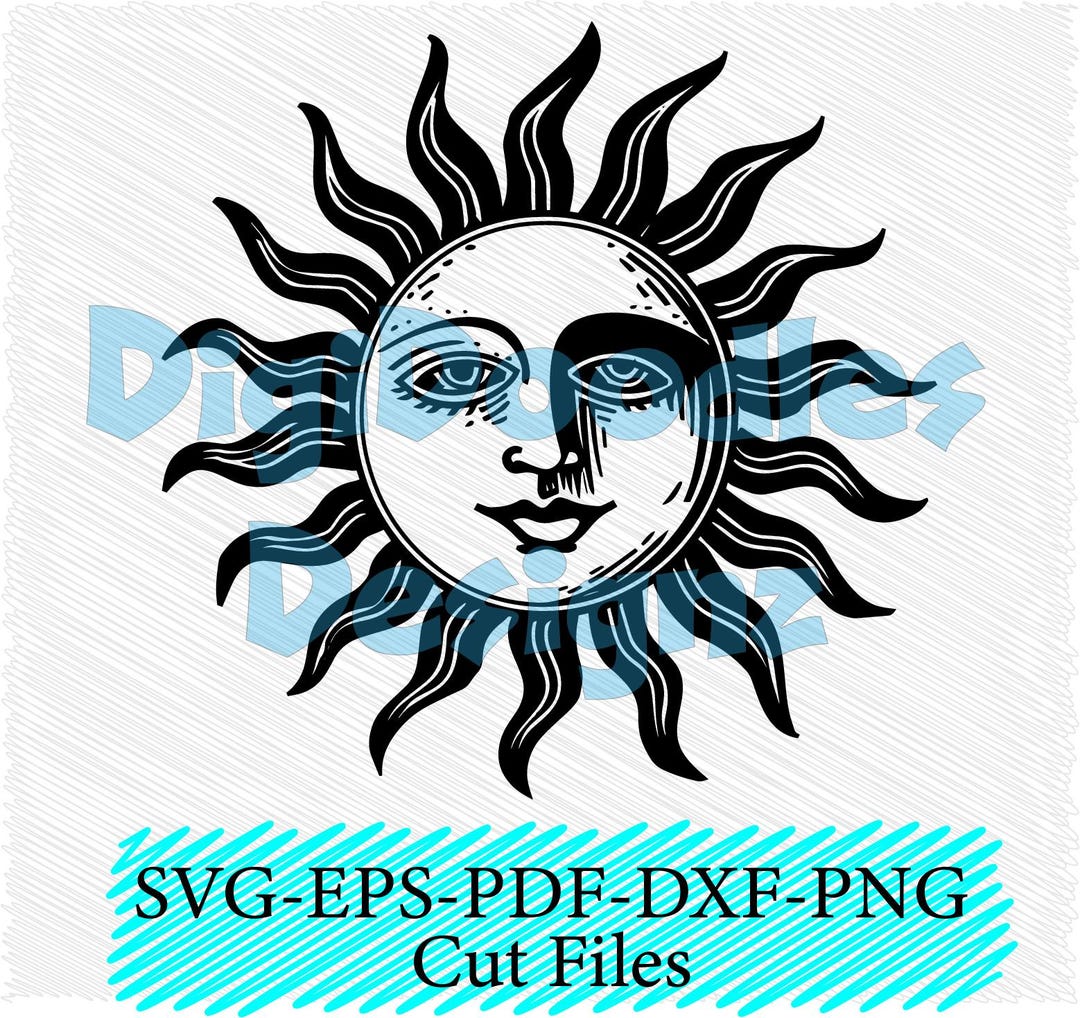 Sun With a Face SVG Cut File - Etsy