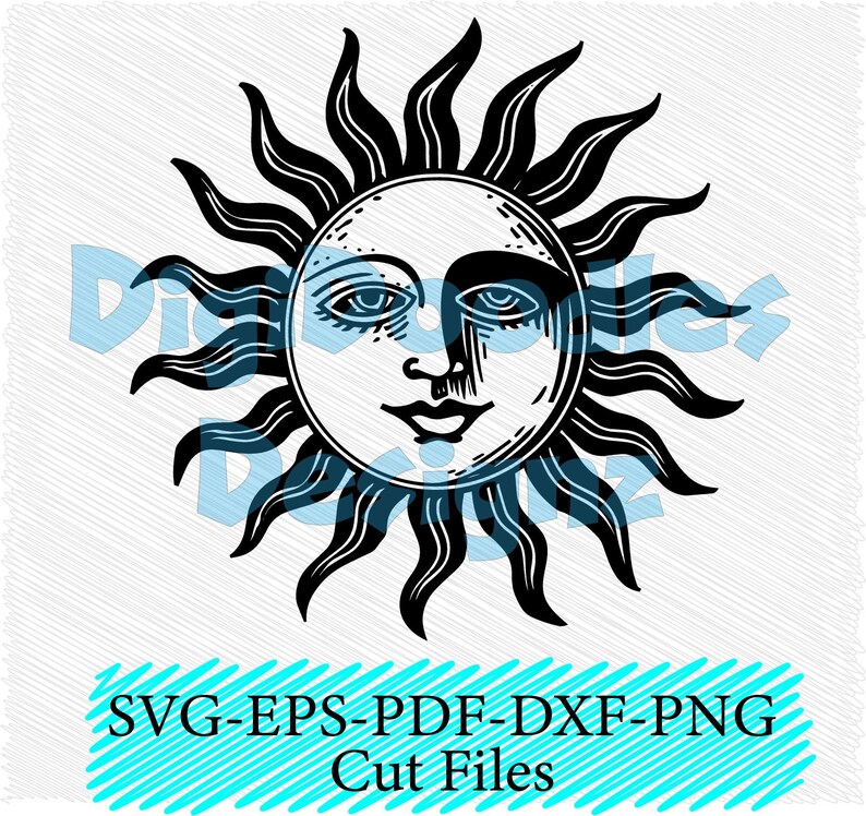 Sun With a Face SVG Cut File - Etsy