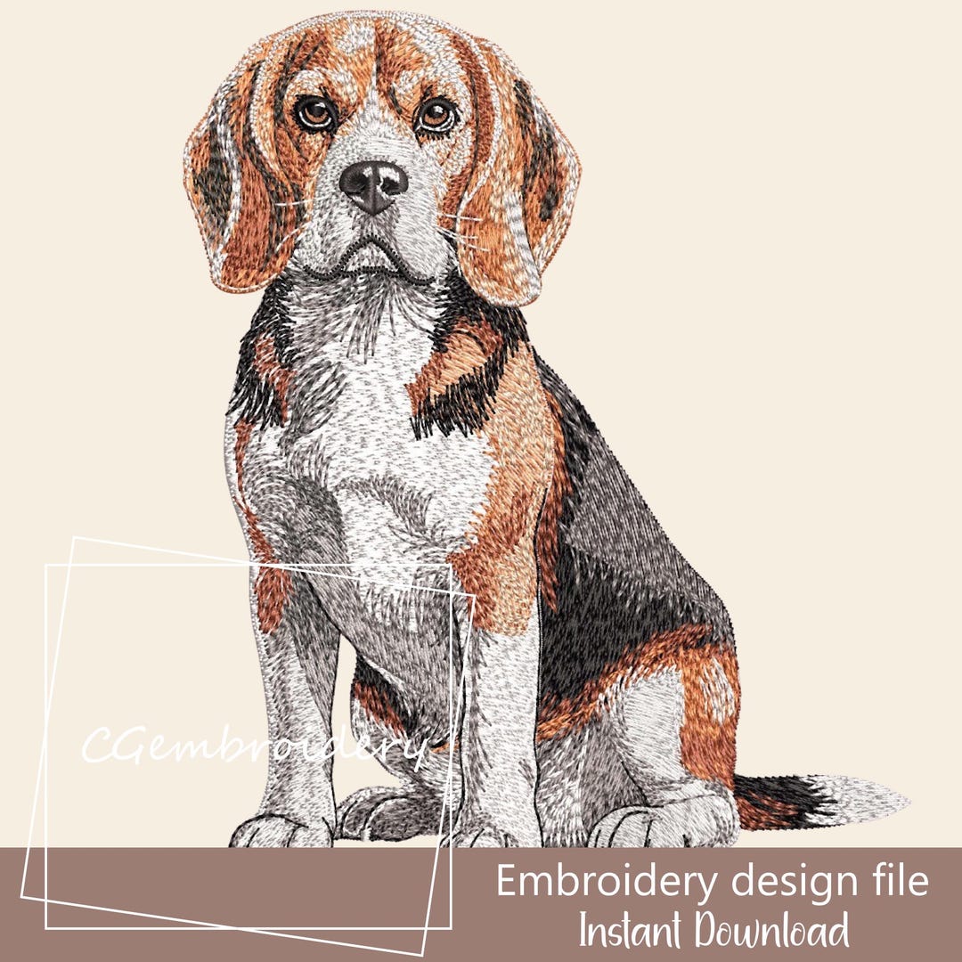 Beagle Dog Embroidery Design, Hunting Dog Embroidery File, Beagle Dog ...