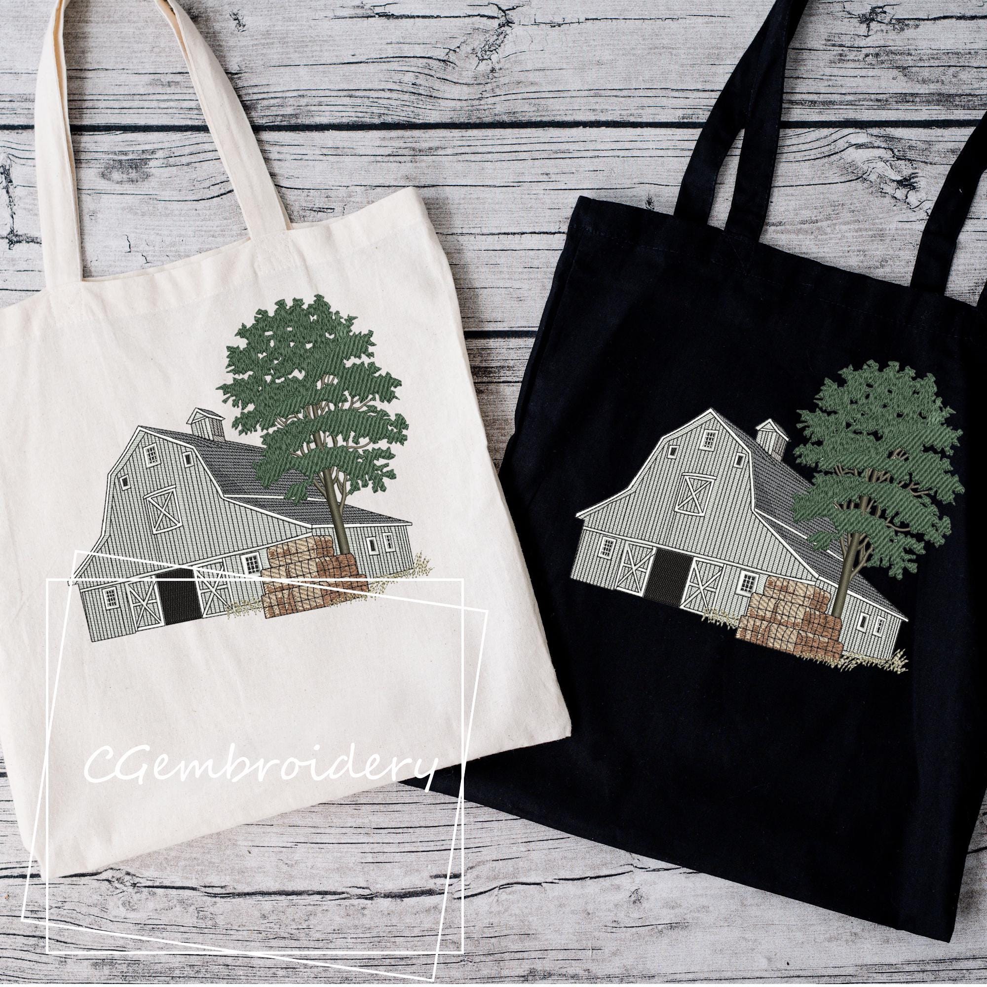 Farm Barn Embroidery File, Rustic Old Farm Barn Embroidery File ...