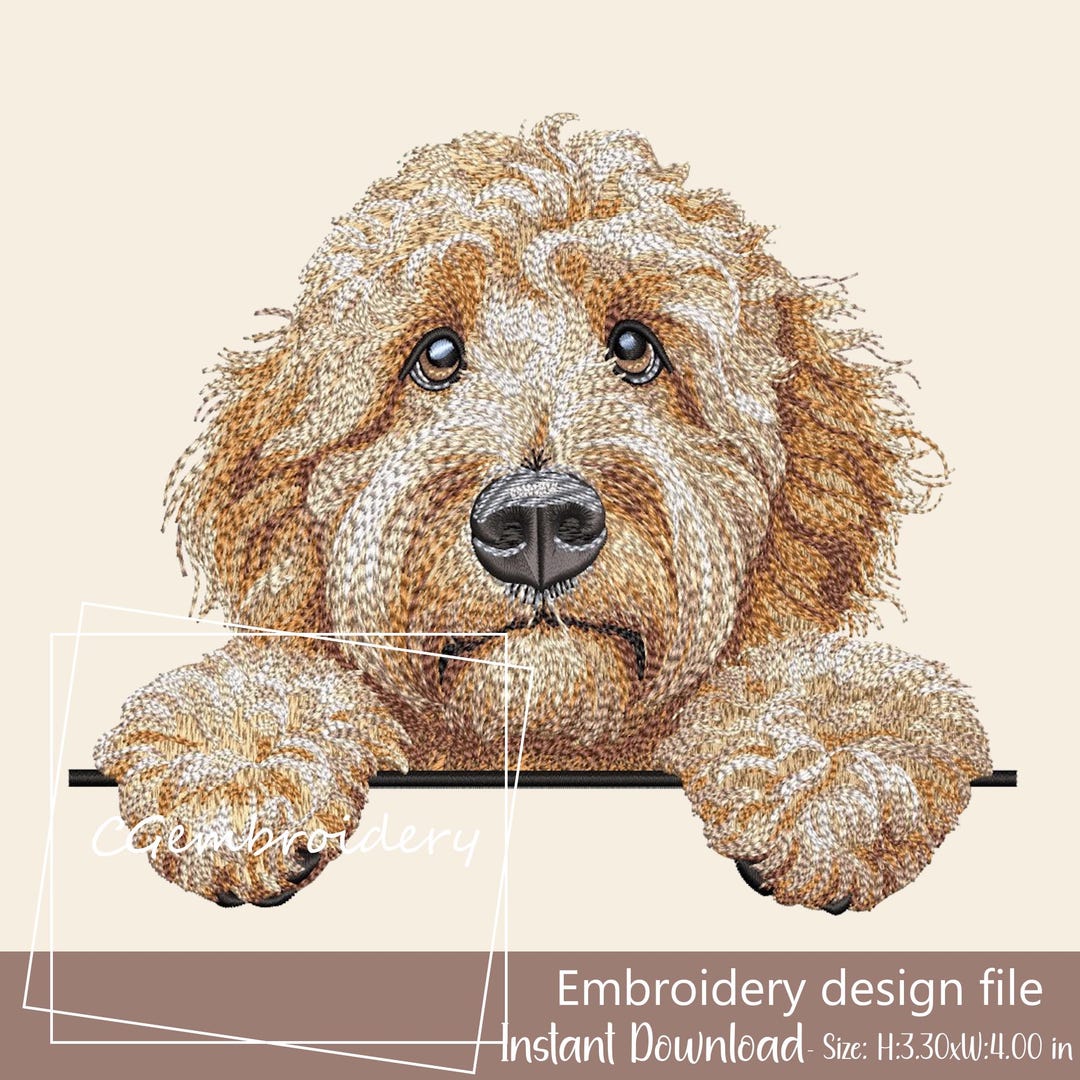 Goldendoodle Embroidery Design, Cute Golden Doodle Dog Embroidery File ...