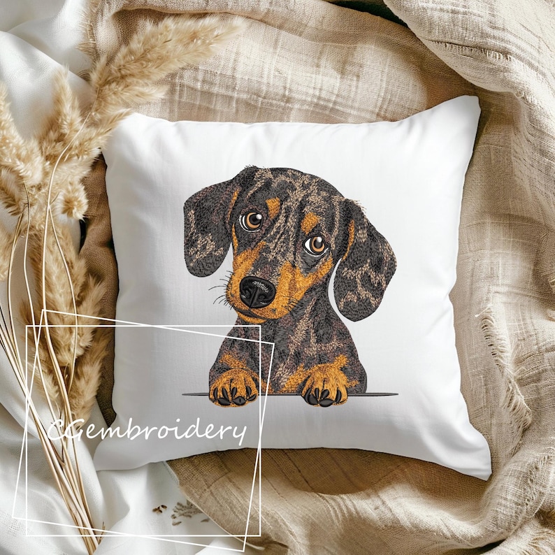 Dachshund Embroidery Design, Cute Dachshund Peeking Dog Embroidery File ...