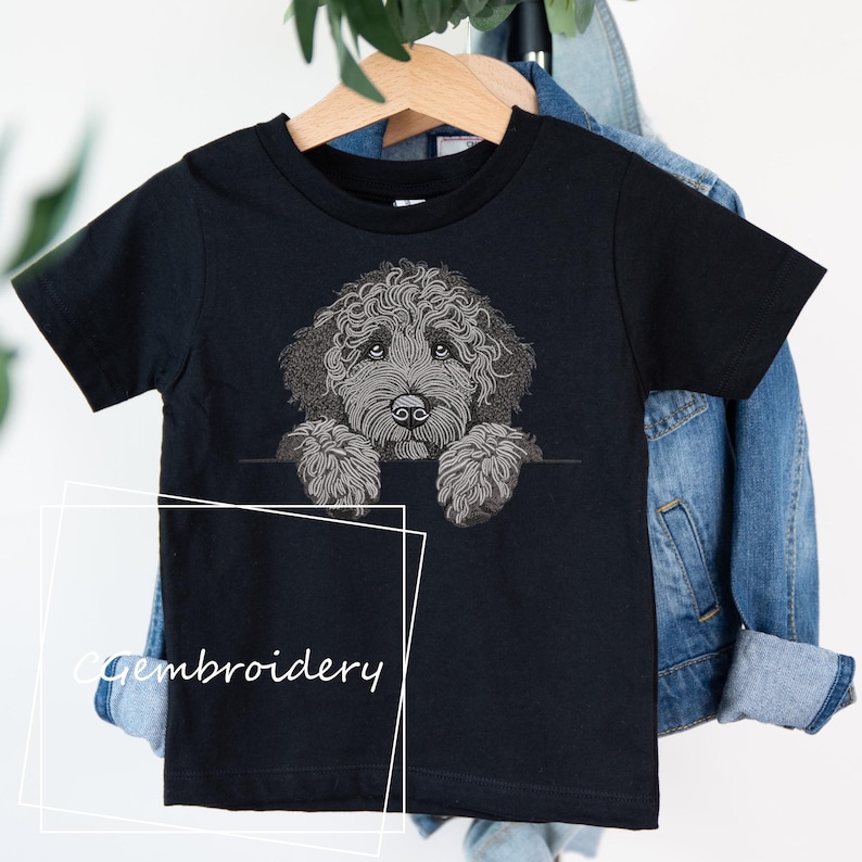 Black Goldendoodle Embroidery Design, Cute Golden Doodle Dog Embroidery ...