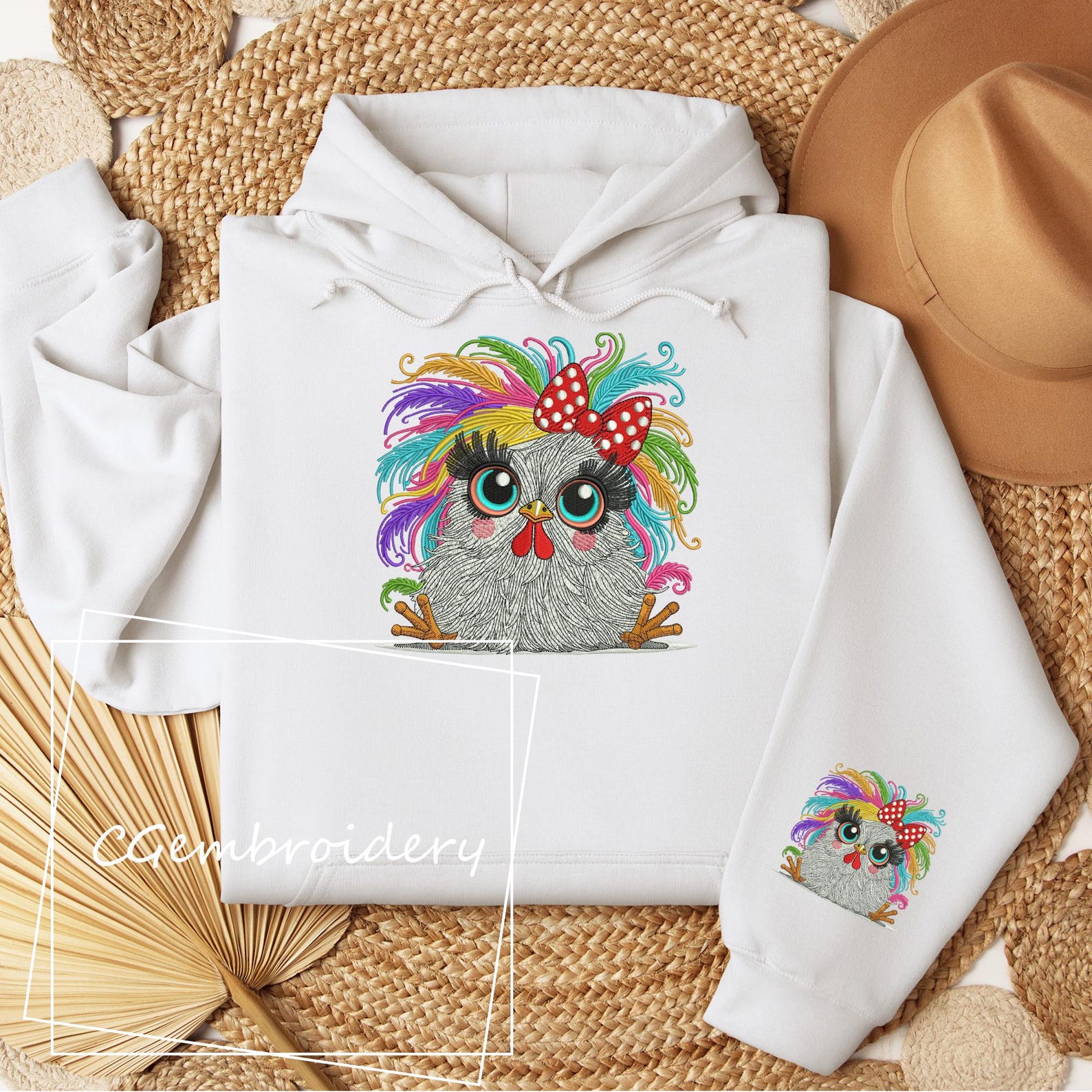 Funny Crazy Chicken Embroidery Design Farm Animal Embroidery File Cute ...
