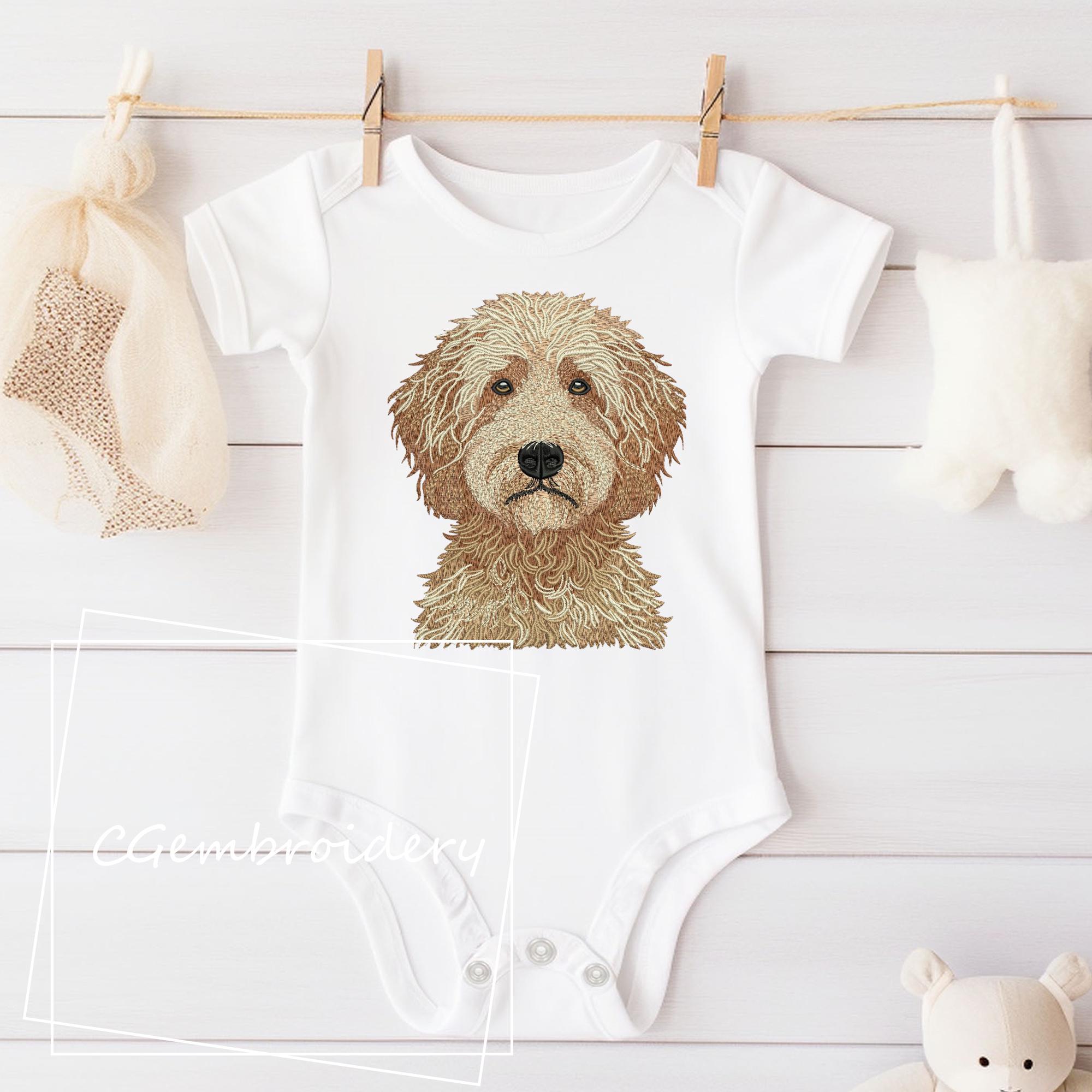 Brown Goldendoodle Portrait Embroidery Design, Golden Doodle Dog ...