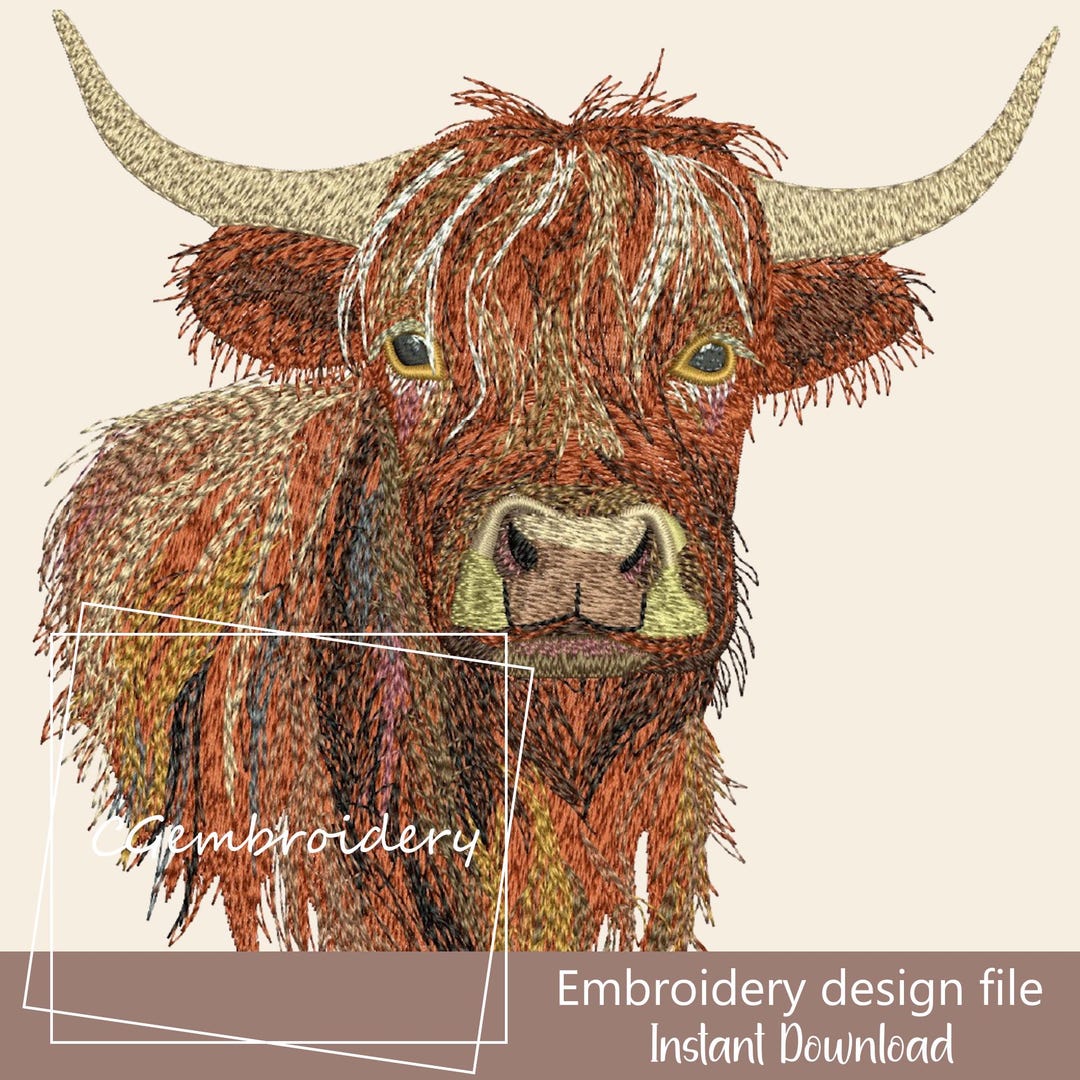 Highland Cow Embroidery Design, Farm Animal Embroidery File, Scottish ...