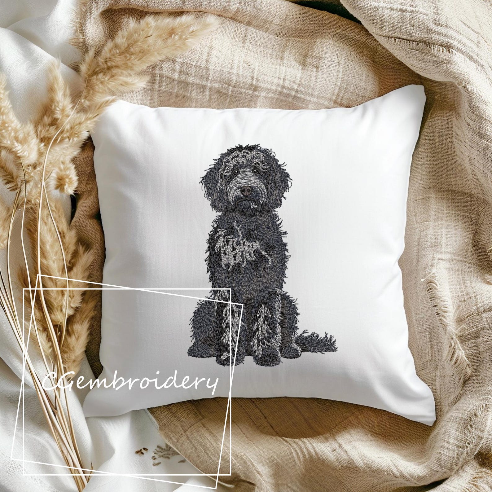 Black Goldendoodle Embroidery Design, Cute Golden Doodle Dog Embroidery ...