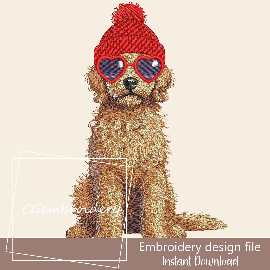 Valentine Goldendoodle Embroidery Design, Love Golden Doodle Dog ...