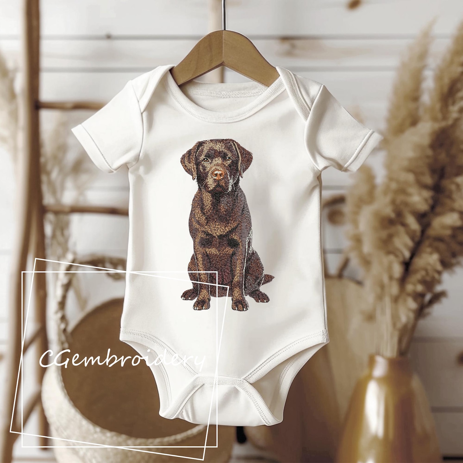 Labrador Dog Embroidery Design, Cute Chocolate Lab Dog Embroidery File ...