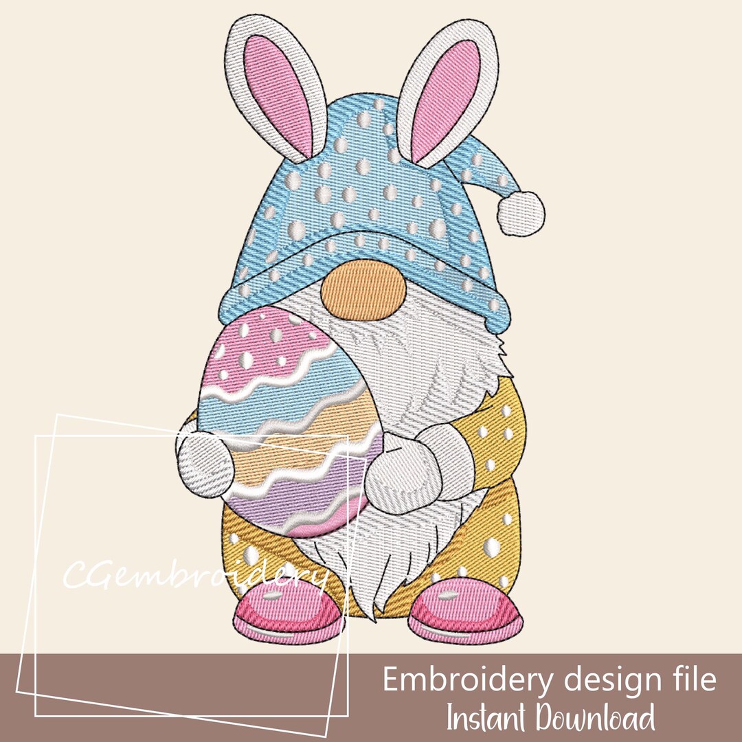 Easter Gnome Embroidery Design, Funny Gnome Embroidery, Spring Summer ...