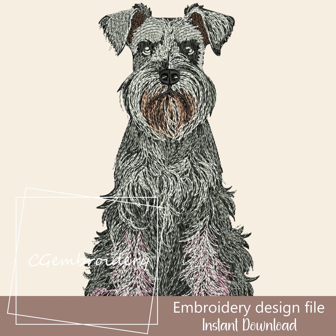 Schnauzer Dog Embroidery Design, Cute Schnauzer Embroidery File ...