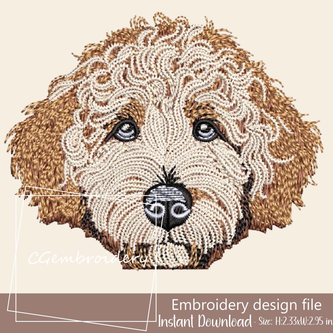 Brown Goldendoodle Embroidery Design, Cute Golden Doodle Dog Embroidery ...