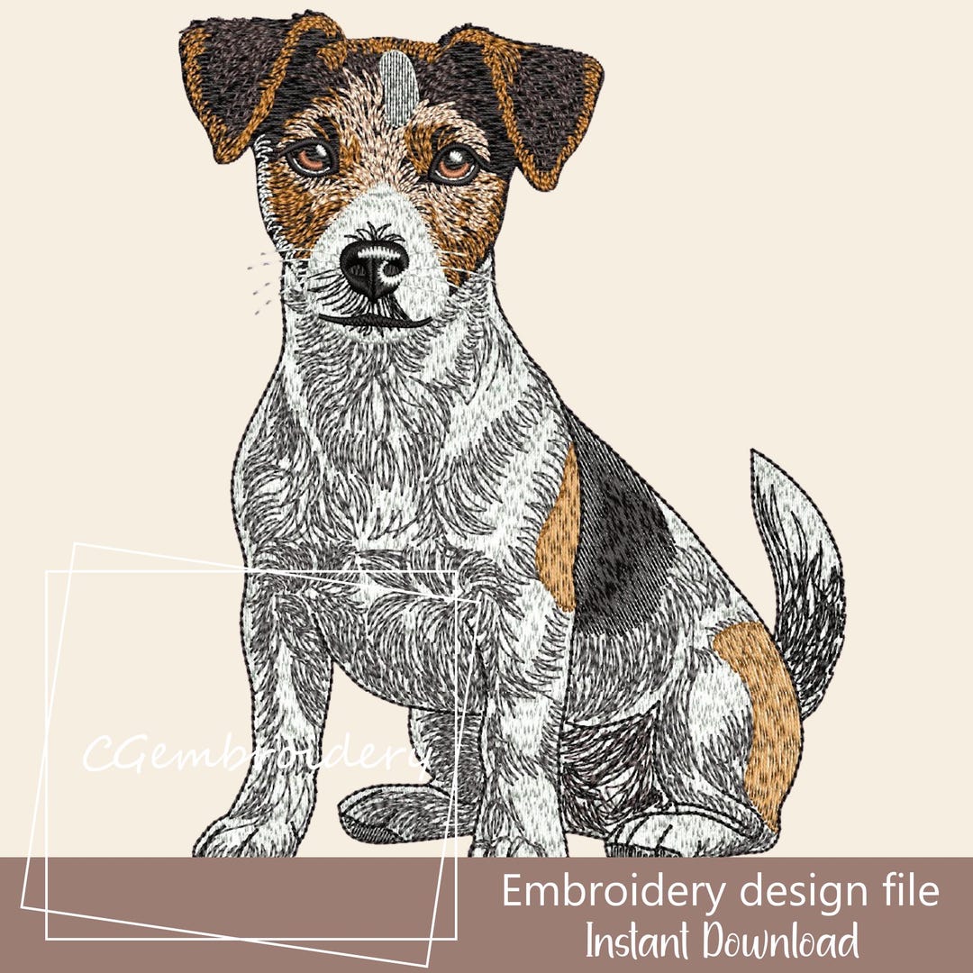 Jack Russell Dog Embroidery Design, Cute Terrier Dog Embroidery File ...