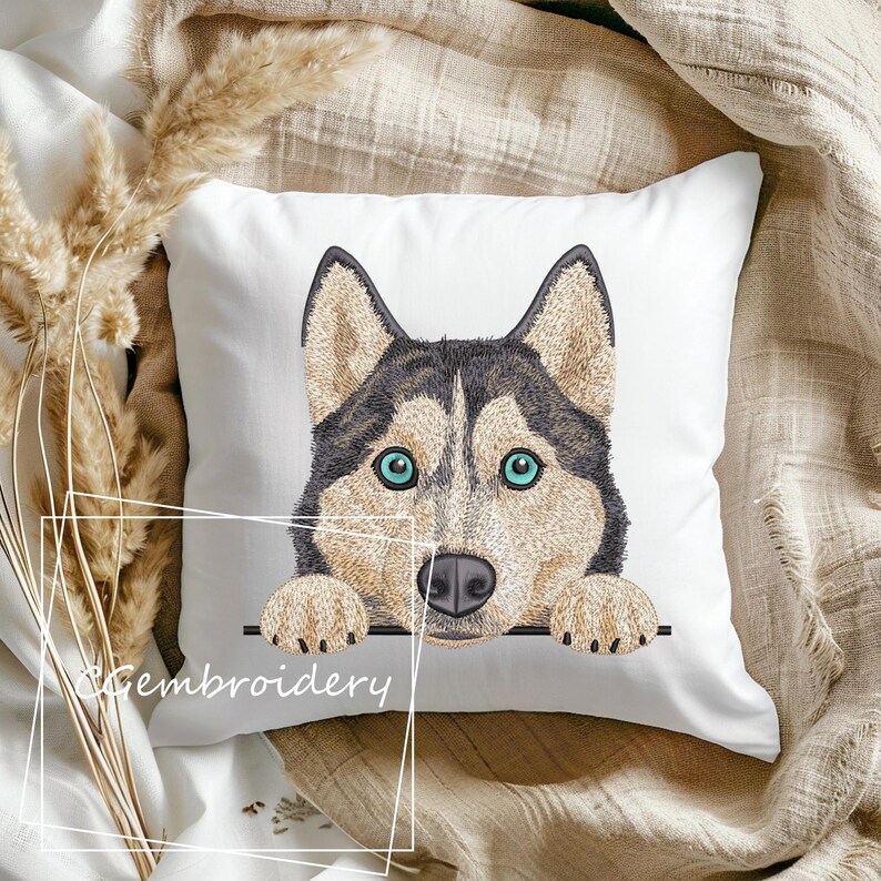 Husky Dog Embroidery Design, Cute Husky Dog Embroidery File Husky Dog ...