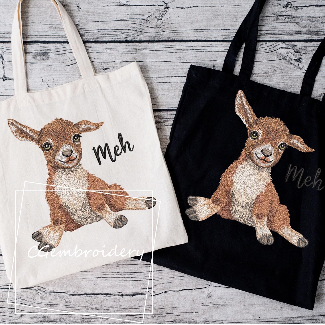 Goat Meh Embroidery File, Farm Animals Embroidery Pattern, Cute Farm ...