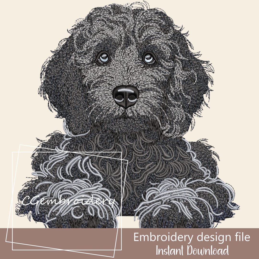 Black Goldendoodle Embroidery Design, Cute Golden Doodle Dog Embroidery ...