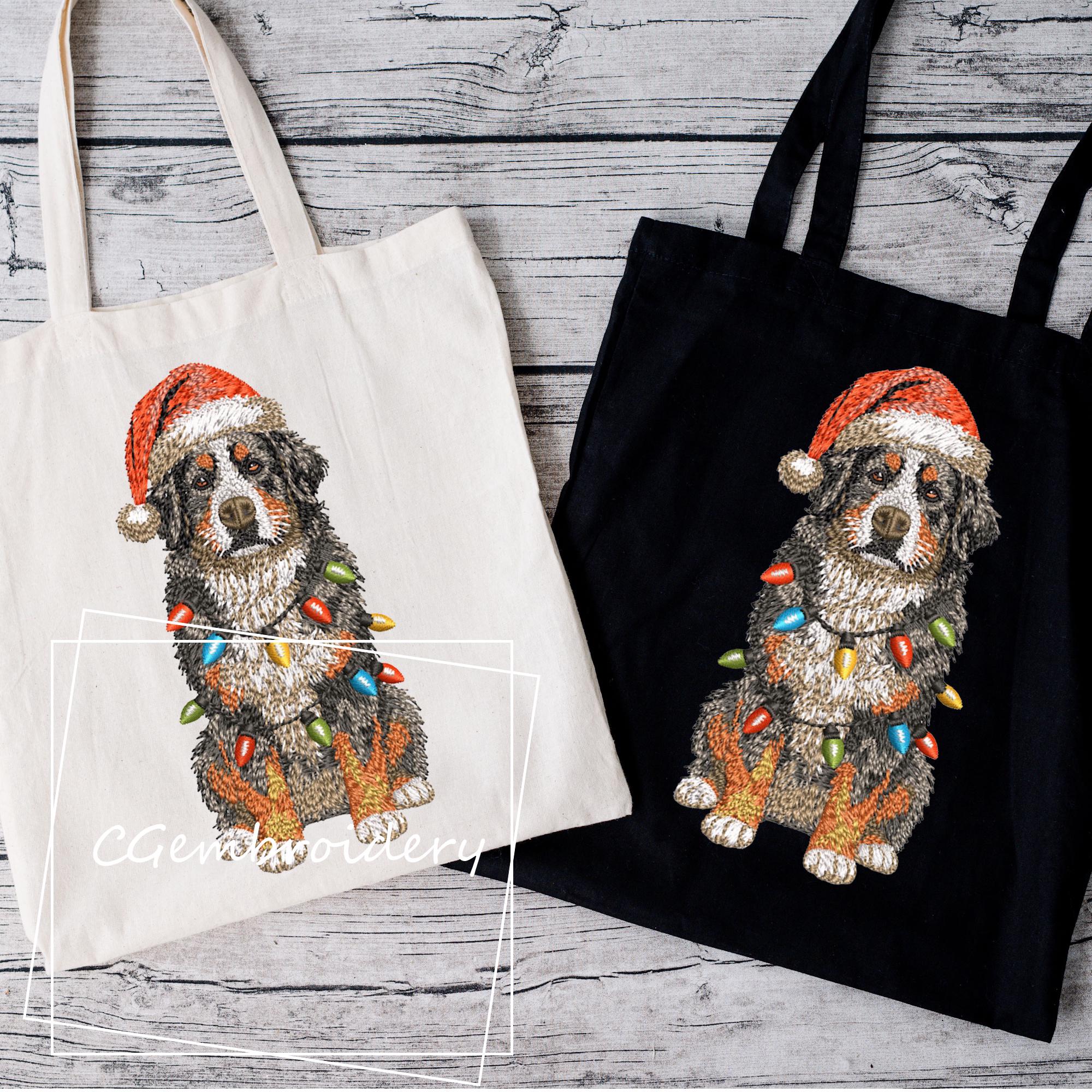 Christmas Bernese Mountain Dog Embroidery Design, Christmas Lights ...