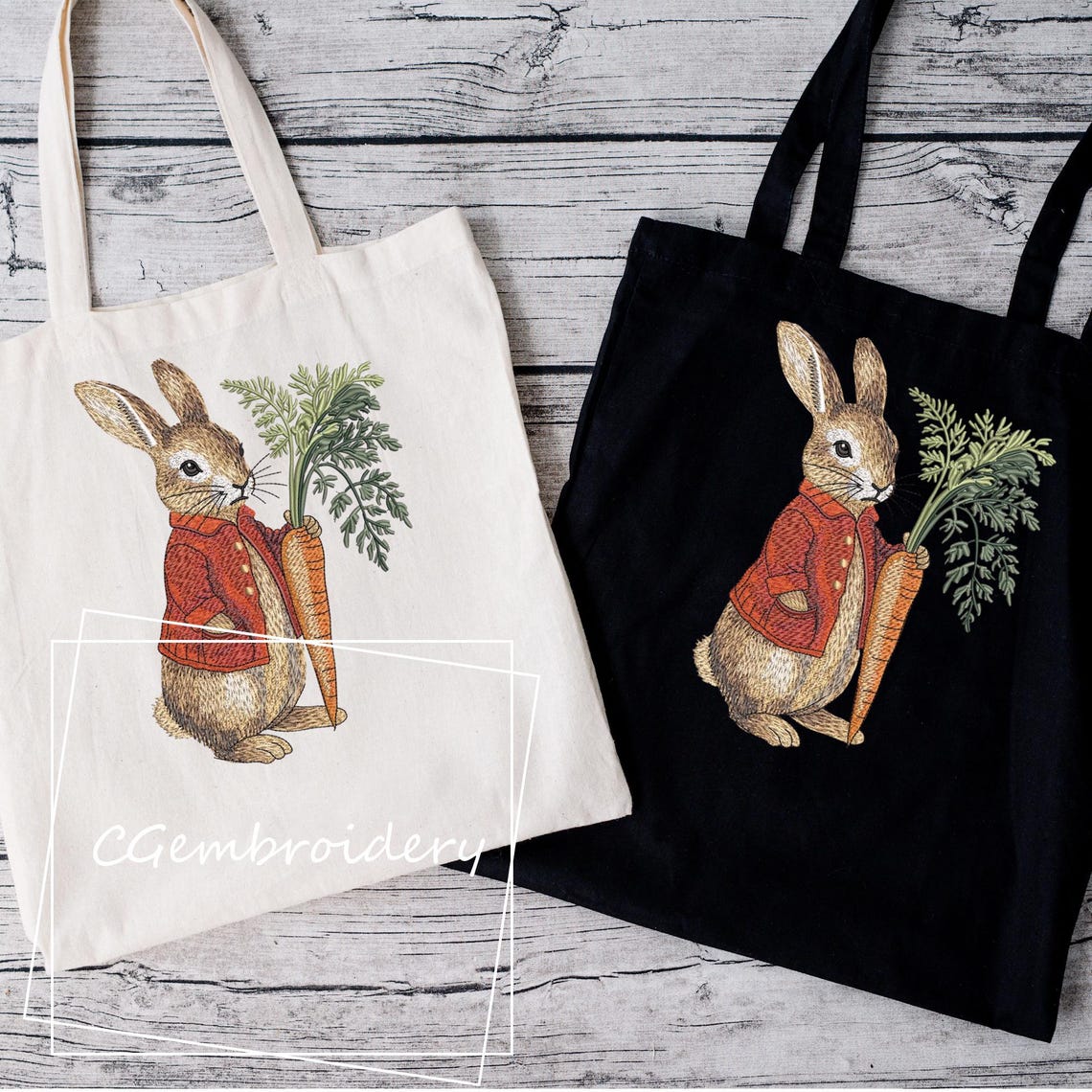 Spring Rabbit Embroidery File, Easter Rabbit & Carrot Embroidery File ...