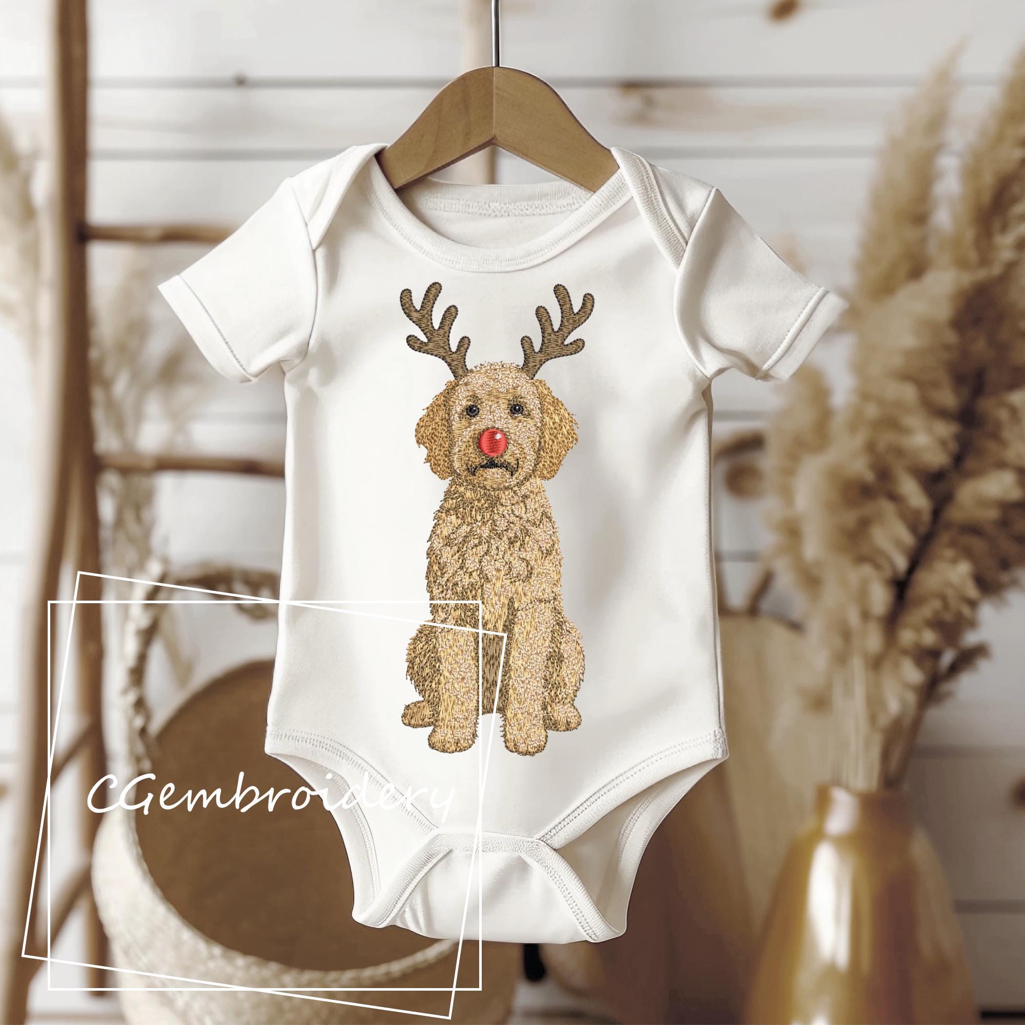 Christmas Goldendoodle Embroidery Design, Christmas Reindeer Golden ...