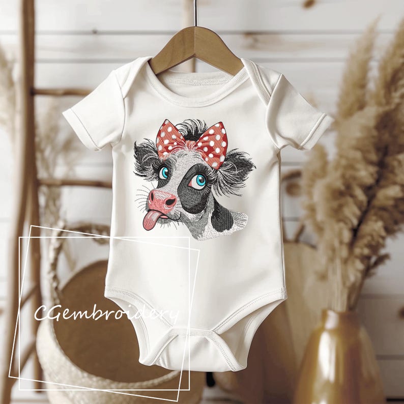 Funny Cow Embroidery Design, Holstein Cow Embroidery File, Heifer ...