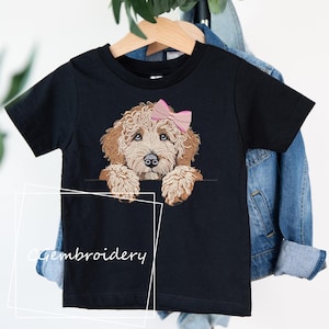 Brown Goldendoodle Embroidery Design, Girl Golden Doodle Dog Embroidery ...
