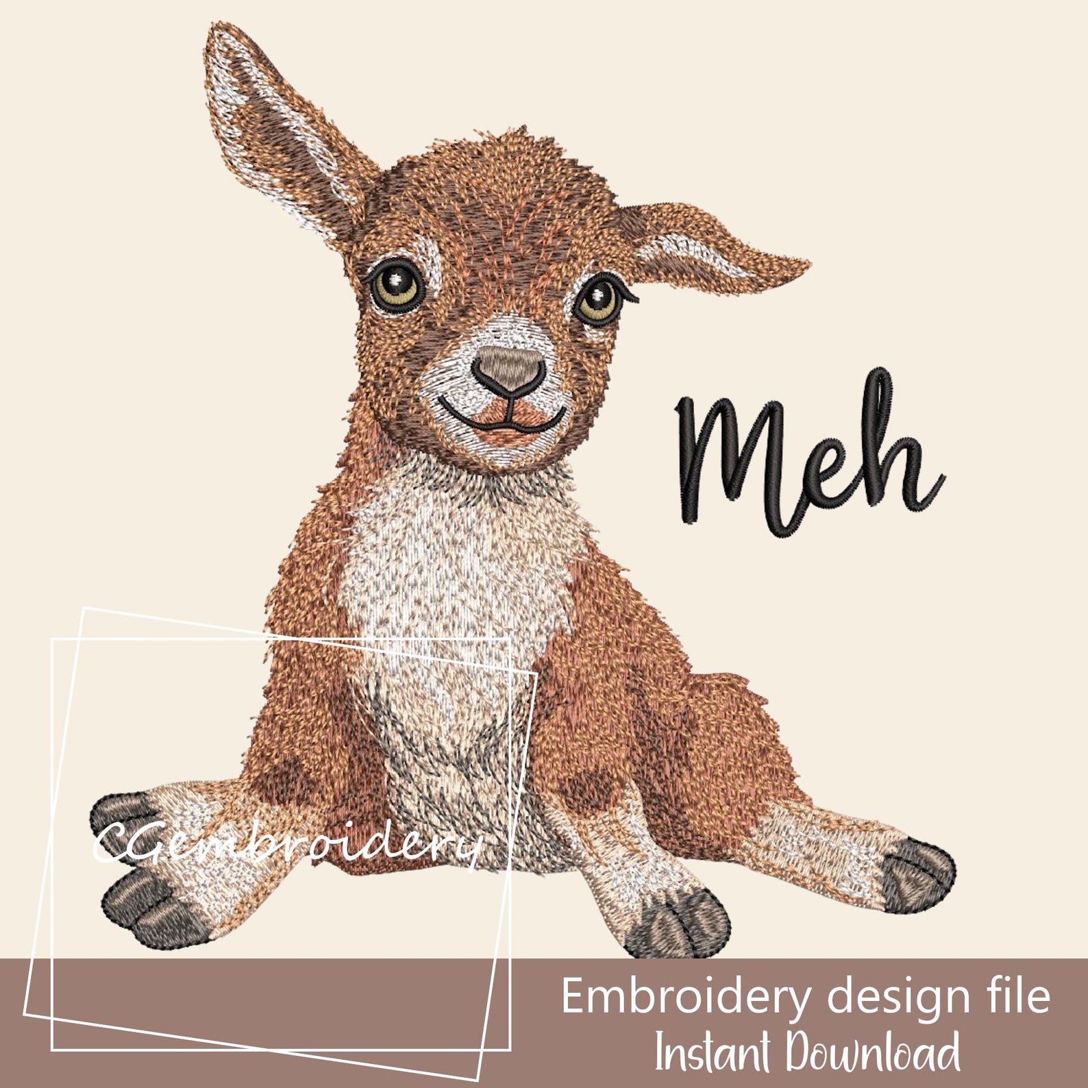Goat Meh Embroidery File, Farm Animals Embroidery Pattern, Cute Farm ...