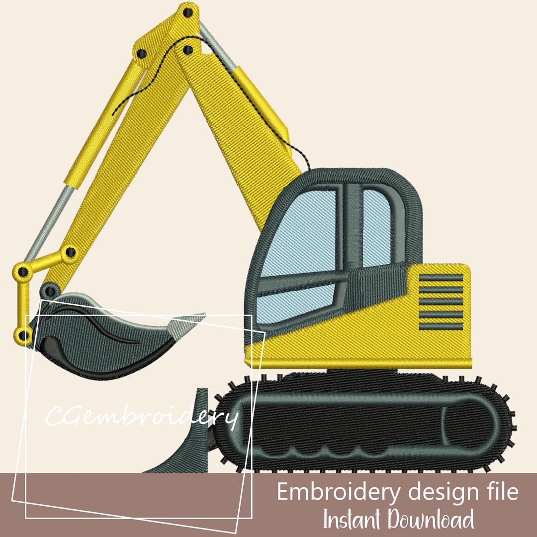 Excavator Embroidery Design, Construction Truck Embroidery Design ...