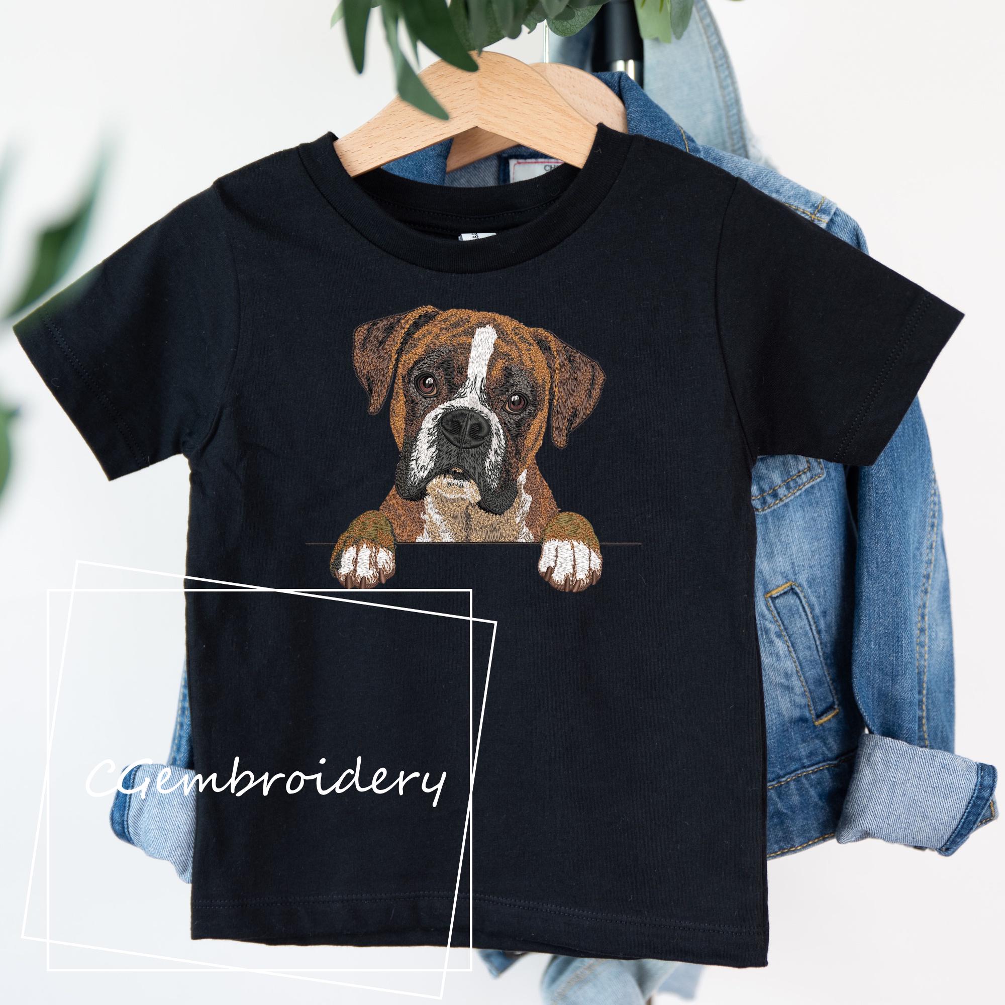 Boxer Dog Embroidery Design, Cute Boxer Peeking Embroidery File ...